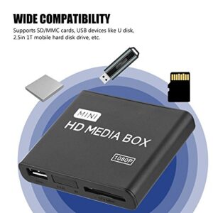 HDMI 1080 HD Media Player with 100Mbps Decoding Rate, Automatic Identification Output Cable, Support SD / MMC Card, USB Input, AV / HDMI / YPbPr Output.(US Plug)