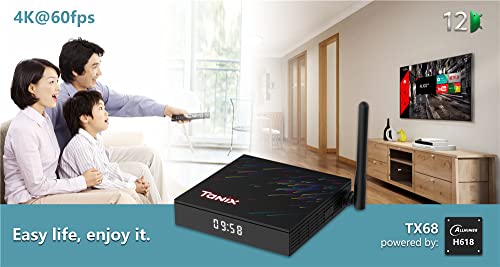 Android 12.0 TV Box,TX68 4GB RAM 32GB ROM H618 Quad-Core 64bit CPU Support WiFi6 Dual 2.4G/5.8G WiFi Ethernet BT5.0 4K 6K HDR10 Ultra HD Smart Home Player Tanix Set Top Box