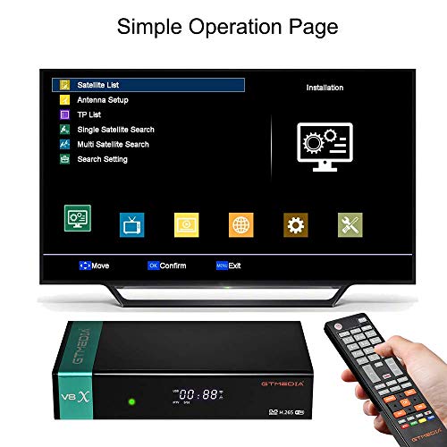 GT MEDIA V8X HD DVB-S/S2/S2X FTA Digital Satellite Receiver, Free to Air Built-in 2.4G WiFi TV Sat Decoder Supports Intelsat 901 at 27.5°W BBC Channel.