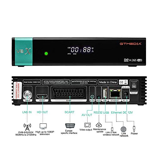 GT MEDIA V8X HD DVB-S/S2/S2X FTA Digital Satellite Receiver, Free to Air Built-in 2.4G WiFi TV Sat Decoder Supports Intelsat 901 at 27.5°W BBC Channel.