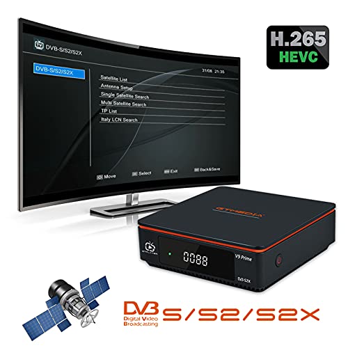 GT MEDIA V9 Prime Digital Satellite Receiver H.265 FTA Free to Air DVB-S/S2/S2X 10bit HEVC Built-in 2.4G WiFi Support CA Card, Biss Auto Roll.