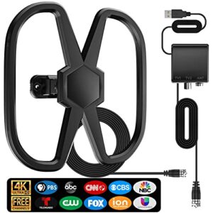 tv antenna-digital antenna for smart tv and all older tvs- 4k 8k 1080p digital tv antenna indoor outdoor 550+ miles long range hdtv antenna support 2 tv-30ft coax hdtv cable 360° signal reception