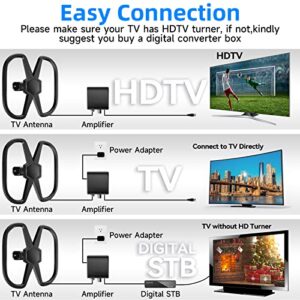 TV Antenna-Digital Antenna for Smart TV and All Older TVs- 4K 8K 1080P Digital TV Antenna Indoor Outdoor 550+ Miles Long Range HDTV Antenna Support 2 TV-30FT Coax HDTV Cable 360° Signal Reception