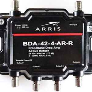 Arris 4-Port Cable, Modem, TV, OTA, Satellite HDTV Amplifier Splitter Signal Booster with Active Return and Coax Cable Kit