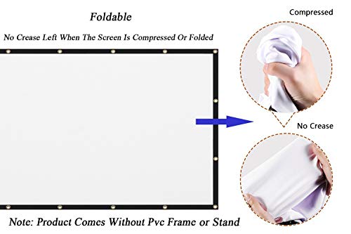 Mdbebbron 120 inch Projection Screen 16:9 Foldable Anti-Crease Portable Projector Movies Screens for Home Theater Outdoor Indoor Support Double Sided Projection