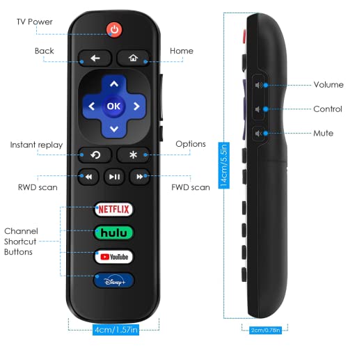 (Pack of 2) Replaced Remote Control for TCL Roku TV/Hisense Roku/Onn Roku/Sharp Roku/Element Roku Westinghouse Roku/Philips Roku/Jvc Roku/Insignia Roku/RCA Roku Series Smart TVs