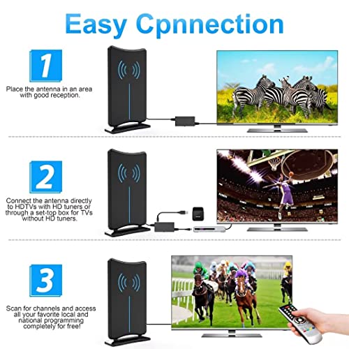 HD Digital TV Antenna Long, Support 4K 1080p Fire tv Stick and All Older TV's Indoor HDTV Local Channels, Signal Booster - 16.5ft Coaxial Cable