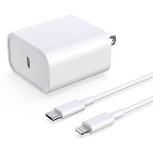 [apple mfi certified] iphone fast charger, 20w usb c power delivery wall charger plug with 6ft type c to lightning cable quick charging data sync cord for iphone14 13 12 11 pro max mini xs xr x 8 ipad