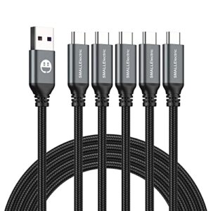 usb type-c cable 5pack 6ft fast charging 3a quick charger cord, type c to a cable 6 foot compatible samsung galaxy s10 s9 s8 plus, braided fast charging cable for note 10 9 8, lg v50 v40 g8 g7(grey)