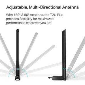 TP-Link AC600 USB WiFi Adapter for PC (Archer T2U Plus)- Wireless Network Adapter for Desktop with 2.4GHz, 5GHz High Gain Dual Band 5dBi Antenna, Supports Win11/10/8.1/8/7/XP, Mac OS 10.9-10.14