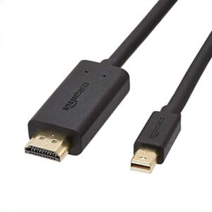 amazon basics mini displayport male to hdmi male cable, 1080p, gold-plated plugs, 6 foot, black