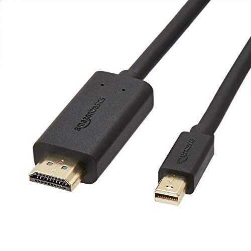 Amazon Basics Mini DisplayPort Male to HDMI Male Cable, 1080p, Gold-Plated Plugs, 6 Foot, Black