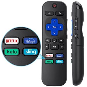 replacement remote compatible for tcl roku/hisense roku/onn roku/insignia roku/element roku/westinghouse roku/hitachi roku tv, with buttons for netflix, disney+, hulu, sling【not for roku stick】