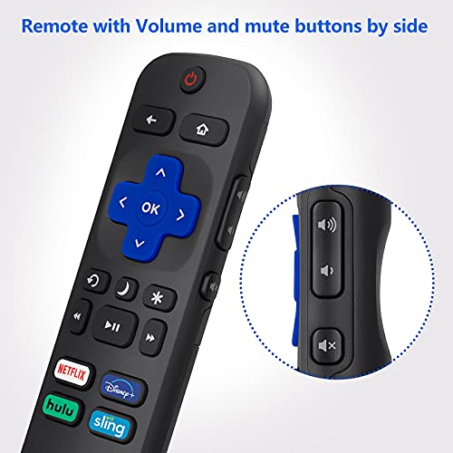 Replacement Remote Compatible for TCL Roku/Hisense Roku/Onn Roku/Insignia Roku/Element Roku/Westinghouse Roku/Hitachi Roku TV, with Buttons for Netflix, Disney+, Hulu, Sling【Not for Roku Stick】