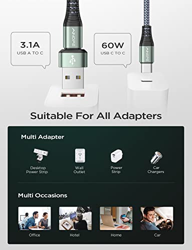 AINOPE USB C Cable Type C Charger Fast Charging 3.1A 10FT iPad Pro Charger Cable Durable Nylon Braided USB A/C to USB-C Cable for iPad Pro/AIR/Mini 6 MacBook Galaxy S23 S22 21 S10 Note