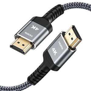 4k hdmi cable 15ft,highwings 2.0 high speed 18gbps hdmi braided cord-supports (4k 60hz hdr,video 4k 2160p 1080p 3d hdcp 2.2 arc-compatible with ethernet ps4/3 4k projector game monitor ect-grey