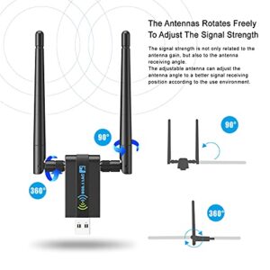 Wireless USB WiFi Adapter for PC: 1300Mbps WiFi USB, 802.11AC WiFi Adapter for Desktop PC, Dual Band WiFi Dongle Wireless Adapter for WIN7 8 10 11 XP MAC Linux, USB Computer Network Adapters