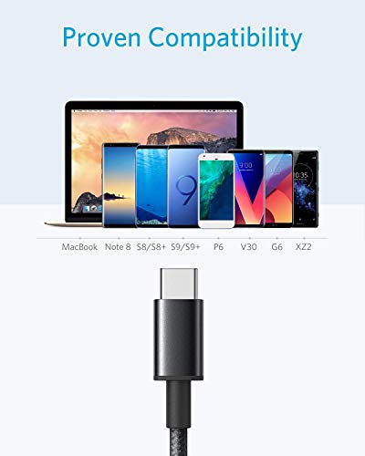 Anker USB C Cable [2-Pack, 3ft], USB A to USB C Charger Cable Fast Charge, Premium Nylon USB A to Type C Charger Cable Fast Charging for Samsung Galaxy S10 S10+ / Note 9, LG V30 (USB 2.0, Black)