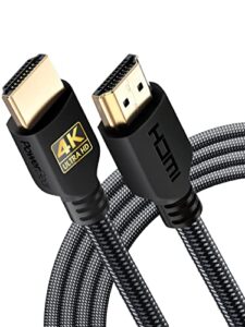 powerbear 4k hdmi cable 10 ft | high speed hdmi cables, braided nylon & gold connectors, 4k @ 60hz, ultra hd, 2k, 1080p, arc & cl3 rated | for laptop, monitor, ps5, ps4, xbox one, fire tv, & more