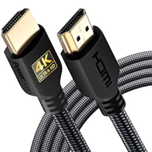 PowerBear 4K HDMI Cable 10 ft | High Speed Hdmi Cables, Braided Nylon & Gold Connectors, 4K @ 60Hz, Ultra HD, 2K, 1080P, ARC & CL3 Rated | for Laptop, Monitor, PS5, PS4, Xbox One, Fire TV, & More