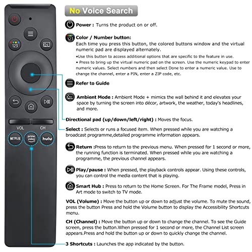 【Pack of 2】 New Universal Remote Control for All Samsung TVs,Compatible with Samsung Frame Crystal UHD Neo QLED OLED 4K 8K Smart TVs with Netflix, Prime Video, hulu