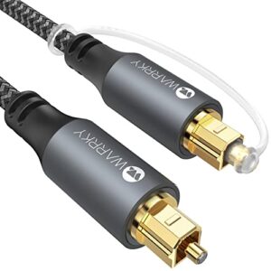 optical audio cable, warrky 6ft optical cable [braided, slim metal case, gold plated plug] digital audio fiber optic cable toslink, compatible with sound bar, tv, samsung, vizio, bose, lg, sony, sonos