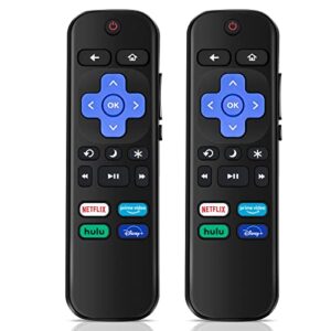 2 pcs replaced remote control for roku tv,compatible for tcl roku/hisense roku/sharp roku/onn roku/insignia roku ect,with netflix disney+/hulu/prime video buttons【not for roku stick and box】