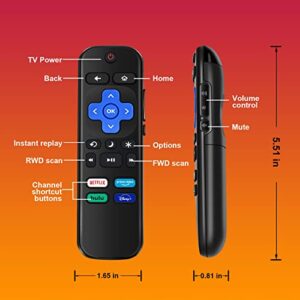 2 PCS Replaced Remote Control for Roku TV,Compatible for TCL Roku/Hisense Roku/Sharp Roku/Onn Roku/Insignia Roku ect,with Netflix Disney+/Hulu/Prime Video Buttons【Not for Roku Stick and Box】