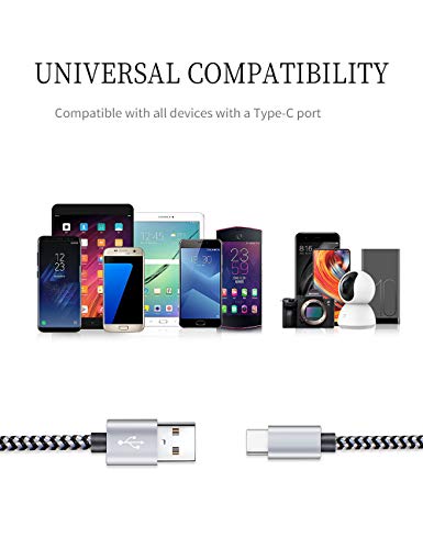 Teeind USB Type C Cable Fast Charging, Tpc001 5 Pack(6Ft 3A) Braided C Charger Cables Compatible with Samsung S10e/note 9/s10/s9/s8 Plus/A80/A50/A20