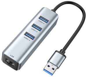 usb 3.0 to ethernet adapter,ablewe 3-port usb 3.0 hub with rj45 10/100/1000 gigabit ethernet adapter support windows 10,8.1,mac os, surface pro,linux,chromebook and more