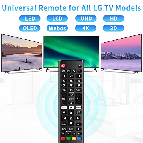 Universal Remote for LG TV Remote Control (All Models) Compatible with All LG Smart TV LCD LED 3D AKB75375604 AKB75095307 AKB75675304 AKB74915305, Remote Control for LG TV Remote Wr Holder & Battery