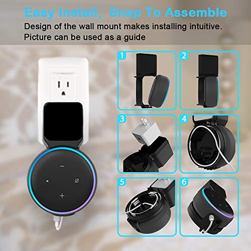 Maxonar Alexa Wall Mount Holder, Outlet Wall Mount Stand for Dot 3rd Generation, Clever Smart Speakers Accessories with Built-in Cable Management Hide Messy Wires