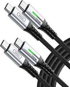 usb c to usb c cable, iniu 100w [2-pack 6.6ft] pd 5a fast charging type c to type c cable, nylon braided usb-c cord phone charger for samsung s22 note 20 ipad pro macbook tablets lg google etc.