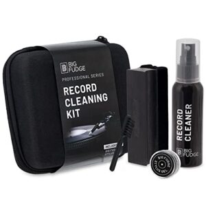 big fudge professional series vinyl record cleaning kit – 5-in-1- includes velvet vinyl cleaner brush, cleaning fluid, stylus gel, brush for velvet, padded storage case