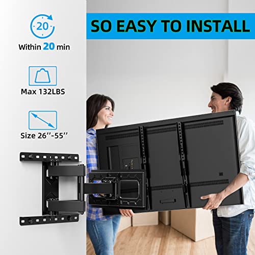 HOMEVISION TV Wall Mount, Full Motion Swivel Tilt TV Mount for Most 26-65inch, Some up to 70inch LED LCD OLED TV with Dual Articulating Arms Wall Mount Bracket Max VESA 400x400mm 132lbs Fits 16" Stud