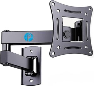 full motion tv wall mount brackets swivel tilts articulating extension for 13-32 inches led lcd flat curved screen tvs monitors, single stud for corner max vesa 100x100mm by pipishell