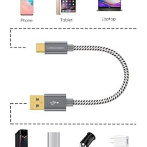 CableCreation 6 inch USB C Cable Short, Short USB to USB C Cable 3A Fast Charging Cable, Braided USB C Male to USB Male Cable for Power Bank, Galaxy S23, iPad Pro iPad Mini S22 S21 Z Flip, etc, Gray