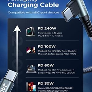 AINOPE 240W USB C to USB C Cable 6.6ft/2Pack, Type C to Type C Cable Fast Charging, USB C Charger Cable Right Angle Compatible with MacBook Pro/Air, iPad Pro 12.9/11/Air/Mini, Samsung S23/22/21/20