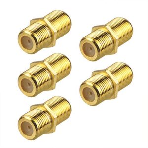 vce coaxial cable connector, rg6 coax cable extender f-type gold plated adapter female to female for tv cables, 5-pack