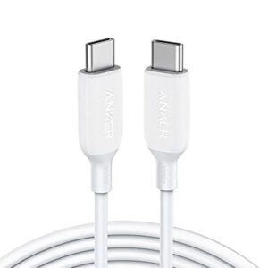 Anker Powerline III USB C to USB C Charger Cable 100W 6ft 2.0, Type C Charging Cable for iPad Mini 6, iPad Pro 2020, iPad Air 4, MacBook Pro 2020, Galaxy S20 Plus S9 S8, Pixel, Switch, LG V20 (White)