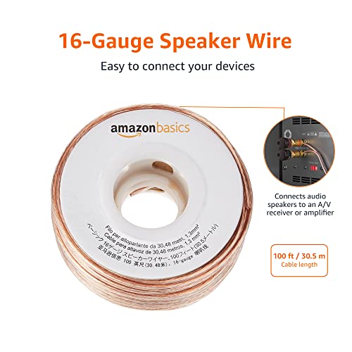 Amazon Basics 16-Gauge Speaker Wire Cable, 100 Feet