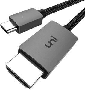 uni usb c to hdmi cable, [4k, high-speed] usb type c to hdmi cable for home office, [thunderbolt 3/4 compatible] for macbook pro/air 2020, ipad air 4, ipad pro 2021, imac, s21, xps 17, and more-6ft