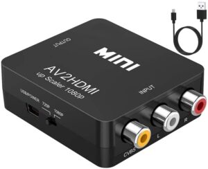 ablewe rca to hdmi,av to hdmi converter, 1080p mini rca composite cvbs video audio converter adapter supporting pal/ntsc for tv/pc/ ps3/ stb/xbox vhs/vcr/blue-ray dvd players