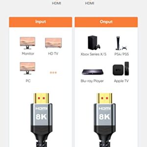 8K HDMI Cable 2.1 2-Pack 6.6FT, Highwings Slim 48Gbps High Speed HDMI Braided Cord-4K@120Hz 144Hz 8K@60Hz, HDCP 2.2&2.3, Dynamic HDR,eARC,DTS:X,RTX 3090,Dolby Compatible with Roku TV/HDTV/PS5/Blu-ray