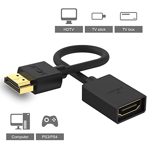 VCE HDMI Extension Cable Male to Female Adapter Short HDMI Extender Support 4K 3D Compatible with Google Chrome Cast, Roku Stick, HDTV, Laptop and PC