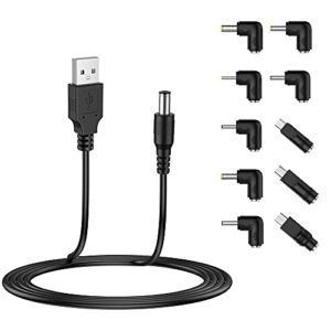 liansum usb to dc 5v power cord, universal dc 5.5×2.1mm plug jack charging cable with 10 connector tips(5.5×2.5, 4.8×1.7, 4.0×1.7, 4.0×1.35, 3.5×1.35, 3.0×1.1, 2.5×0.7, micro usb, type-c, mini usb)5ft