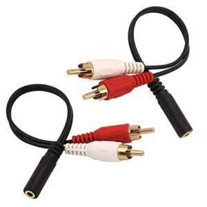 vce 3.5mm female to 2 rca male stereo audio y cable 2-pack, gold plated adapter compatible for tv,smartphones, mp3, tablets, speakers,home theater (8 inch)