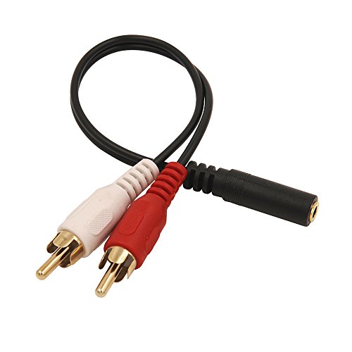 VCE 3.5mm Female to 2 RCA Male Stereo Audio Y Cable 2-Pack, Gold Plated Adapter Compatible for TV,Smartphones, MP3, Tablets, Speakers,Home Theater (8 inch)