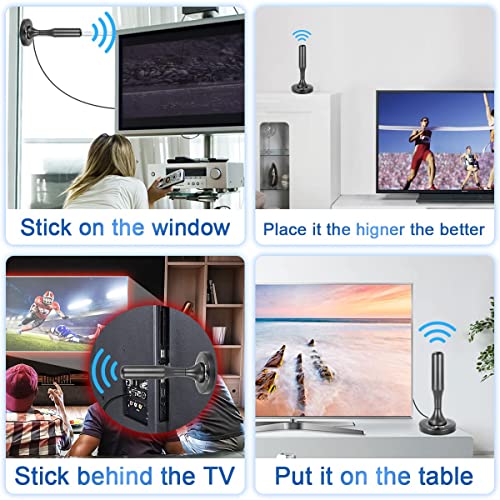 TV Antenna, Digital TV Antenna Indoor for Smart TV, 360° Reception & Strong Magnetic Base Digital HDTV Antenna, Long Range Reception- Support 4K 1080p Fire tv Stick and All TV's - 10ft Long Cables