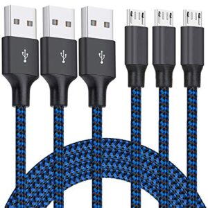 micro usb cable, 3pack 10ft android charger cable long braided sync and fast charging cord compatible with samsung galaxy s7 s6 edge, android phone